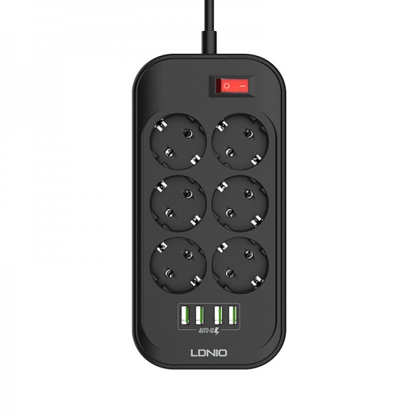Сетевой фильтр LDNIO 6 Power Socket with 4 USB SE6403 (Черный)